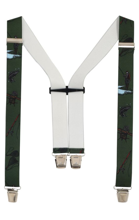 Dark Green Fishing Scene Braces | Dobell