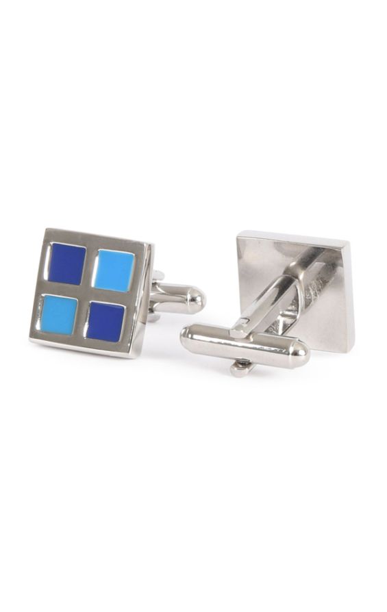 Dark Blue & Light Blue Four Squares Cufflinks | Dobell