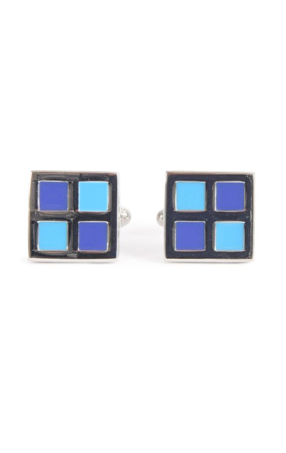 Dark Blue & Light Blue Four Squares Cufflinks | Dobell