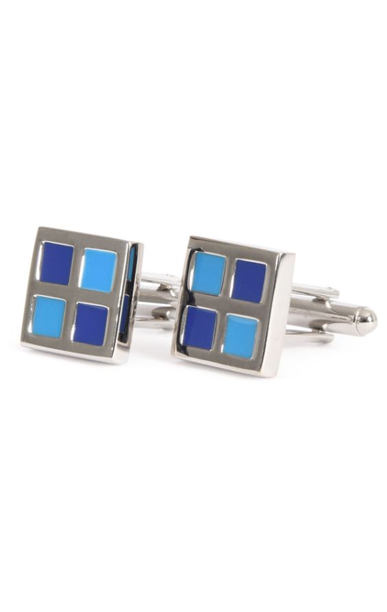 Dark Blue & Light Blue Four Squares Cufflinks | Dobell