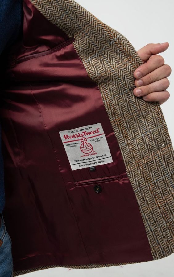 Harris Tweed Brown Windowpane Tweed Jacket | Dobell