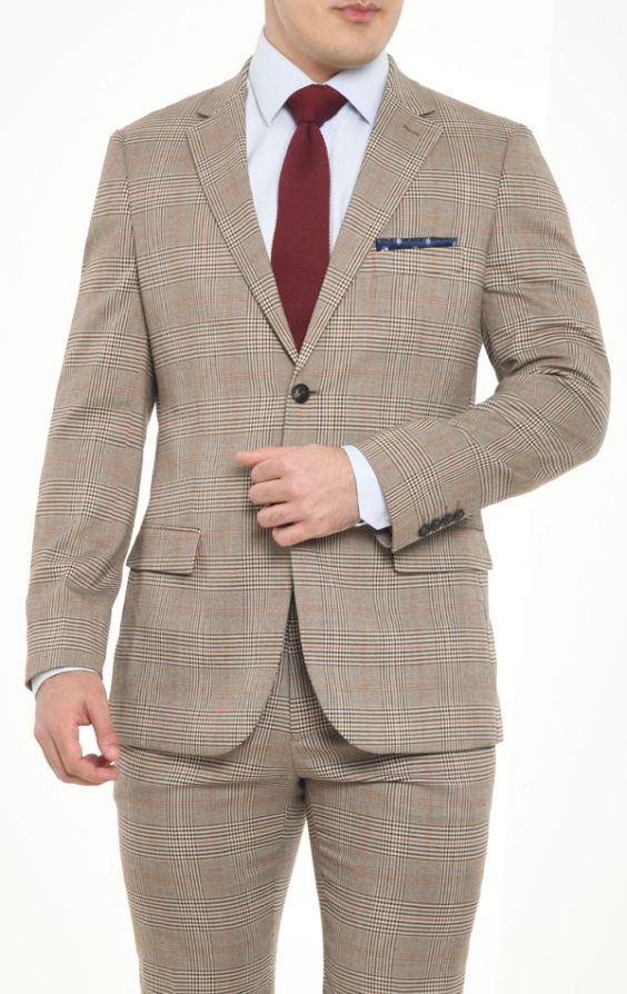Dobell Brown Check Suit Jacket | Dobell