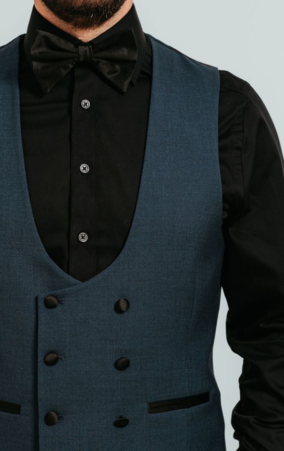 Dobell Teal Double Breasted Tuxedo Waistcoat Dobell