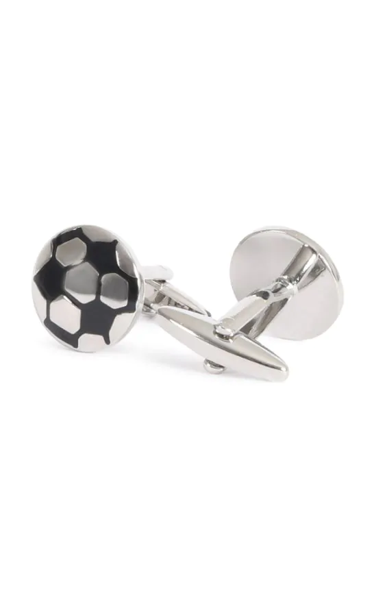 Silver & Black Football Cufflinks | Dobell
