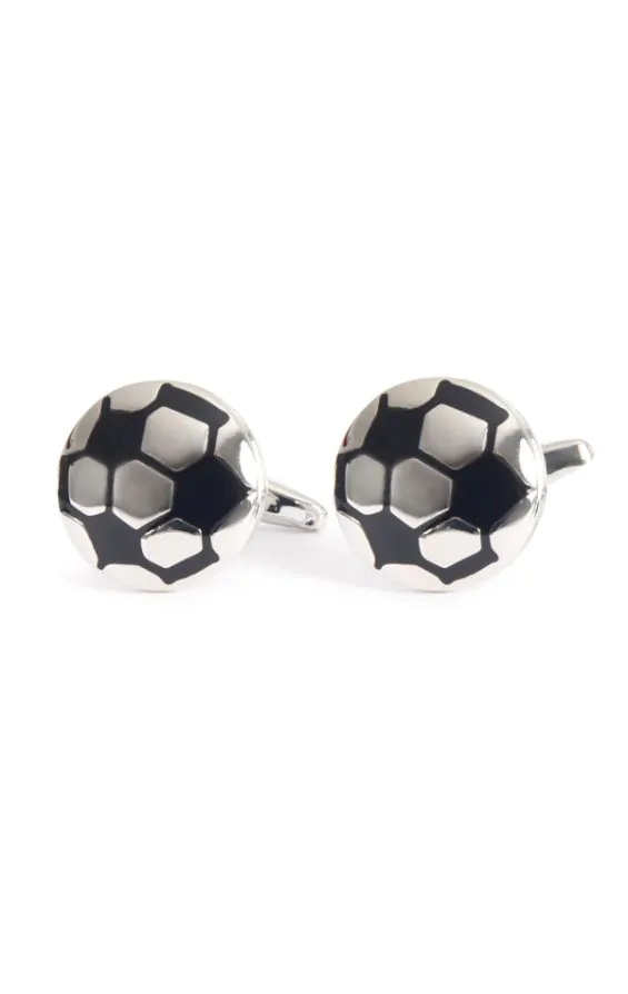 Silver & Black Football Cufflinks | Dobell