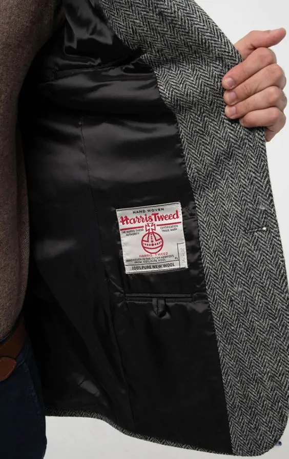 Harris Tweed Grey Herringbone Tweed Jacket | Dobell