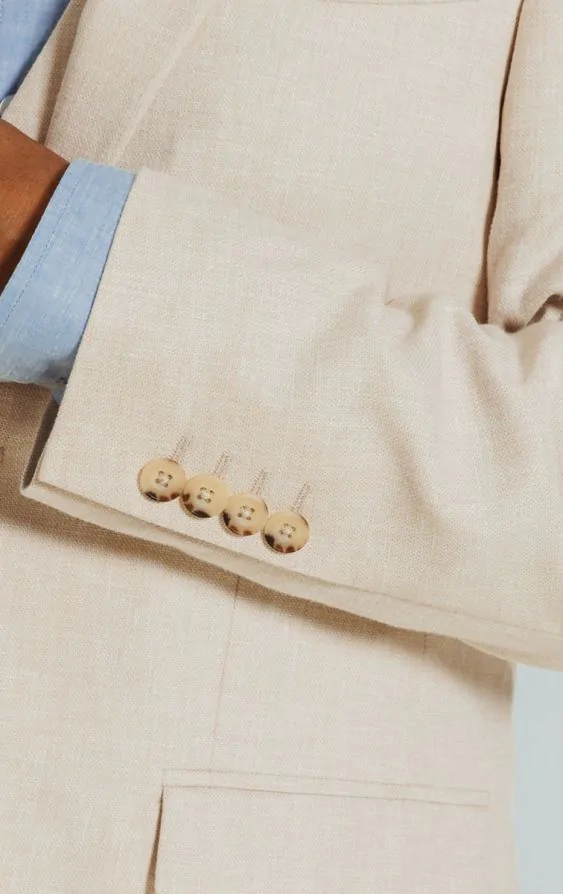 Dobell Cream Linen Slim Fit Suit Jacket | Dobell