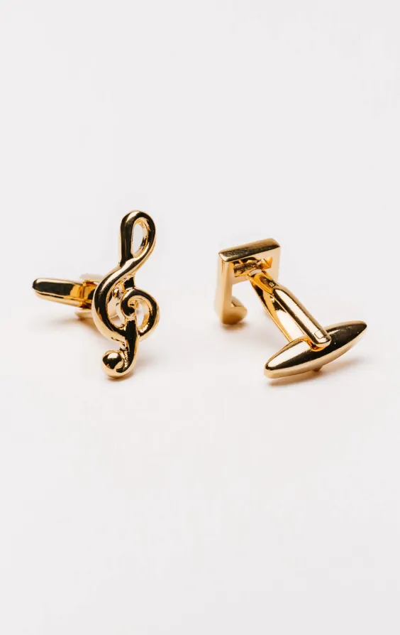 Dobell Gold Coloured Treble Clef & Music Note Cufflinks | Dobell