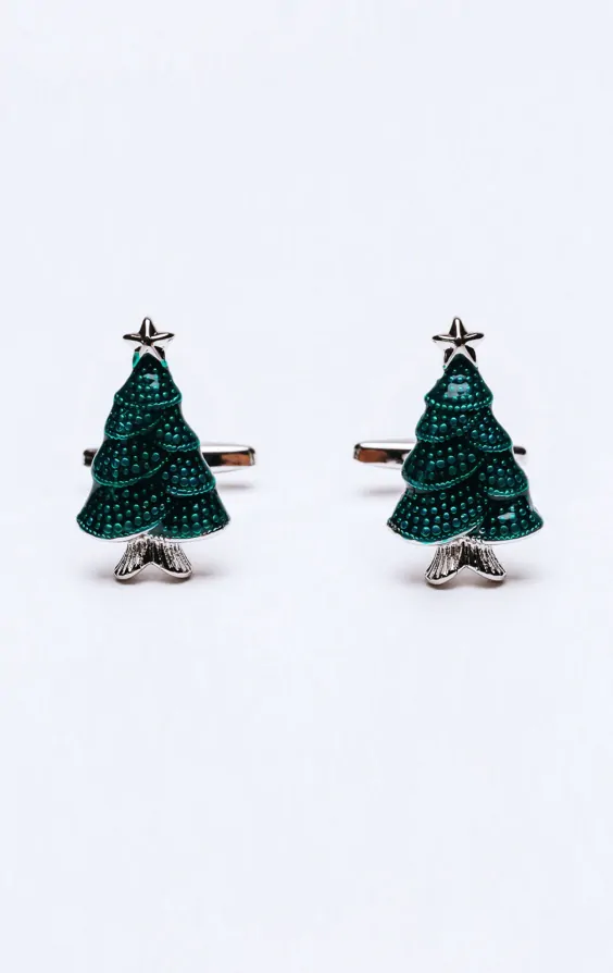Green Christmas Tree Cufflinks | Dobell