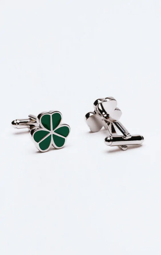 Green 3 Leaf Clover Cufflinks | Dobell