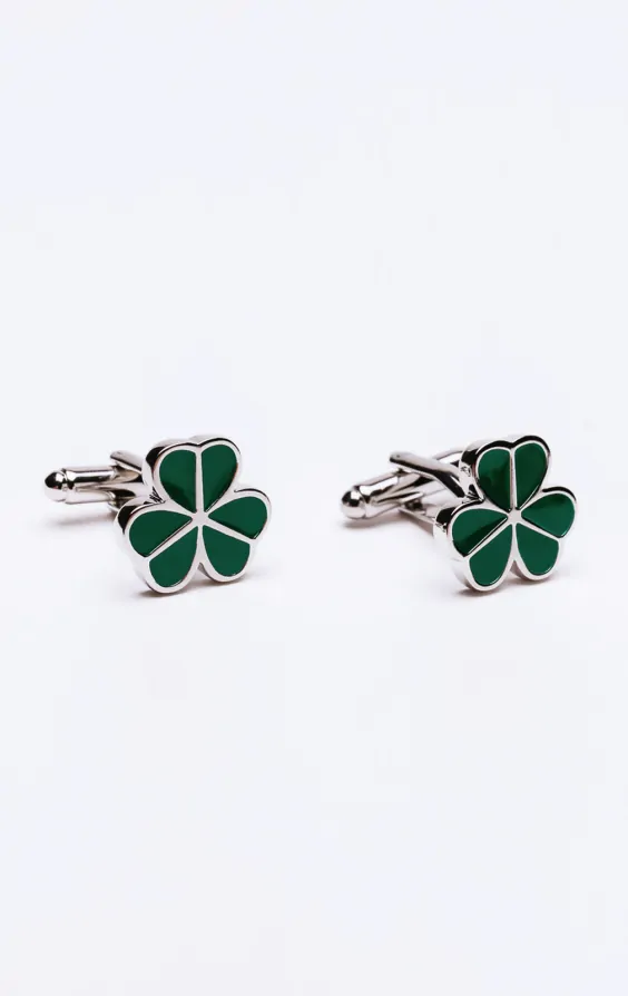Green 3 Leaf Clover Cufflinks | Dobell