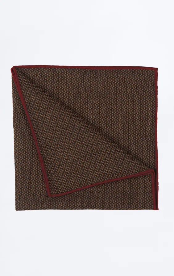 Brown Weave Handkerchief with Burgundy Tipping | Dobell