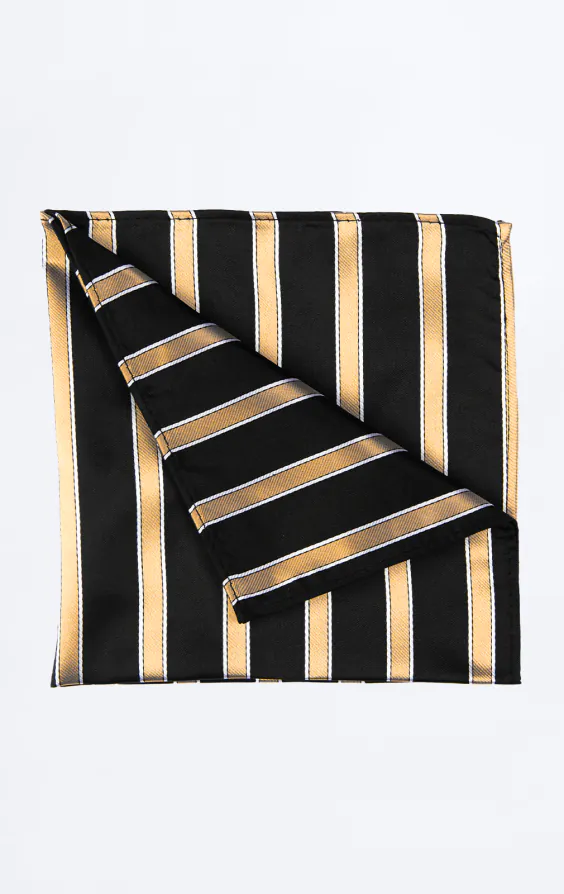 Black with Gold Stripe Handkerchief | Dobell