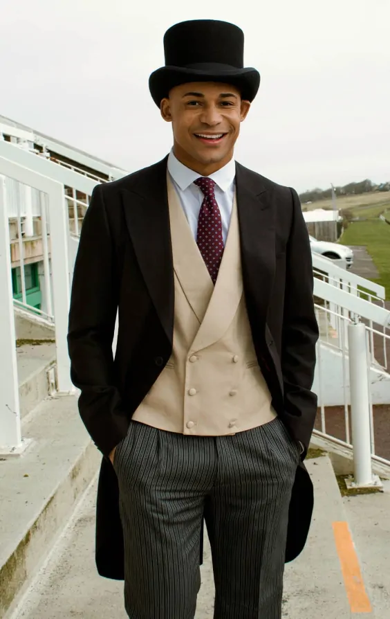 Ascot Package Black Morning Suit with Gold Buff Waistcoat | Dobell
