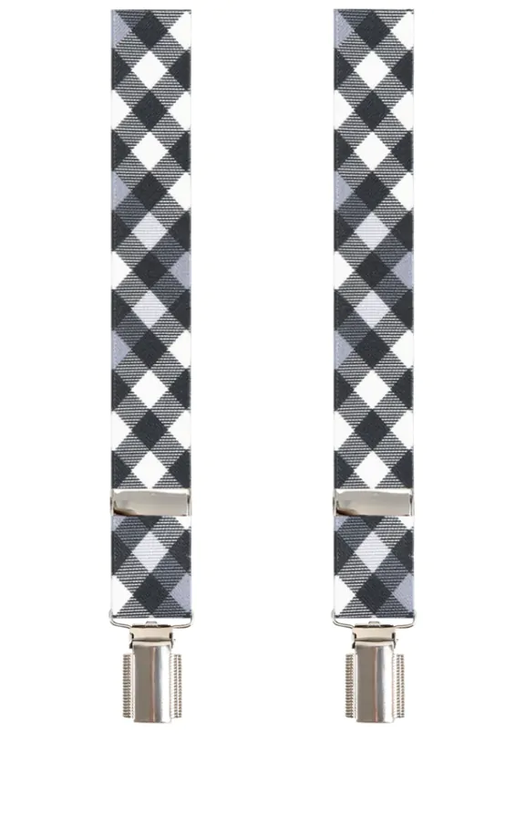 Black & White Diamond Chequered Slim Braces | Dobell