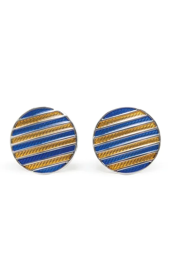 Blue and Gold Striped Cufflinks | Dobell