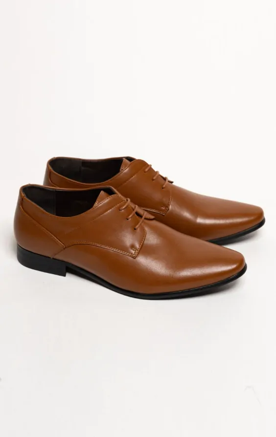 Dobell Tan Plain Derby Shoes | Dobell
