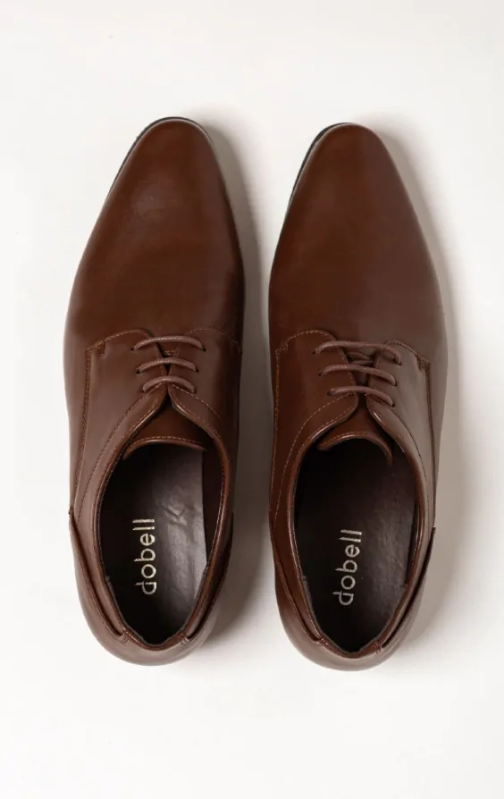 Dobell Dark Brown Plain Derby Shoes