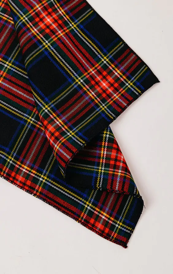 Navy Blue Tartan Handkerchief | Dobell