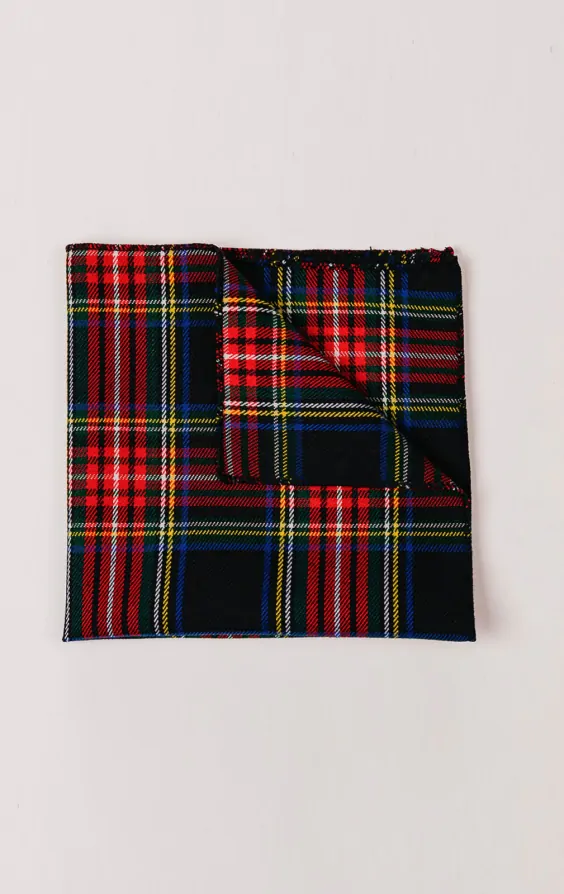Navy Blue Tartan Handkerchief | Dobell