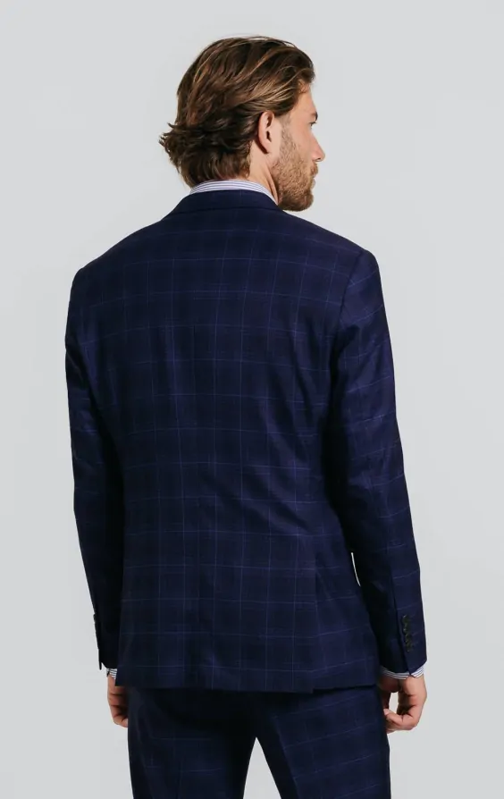 Navy with Blue Overcheck Suit | Dobell