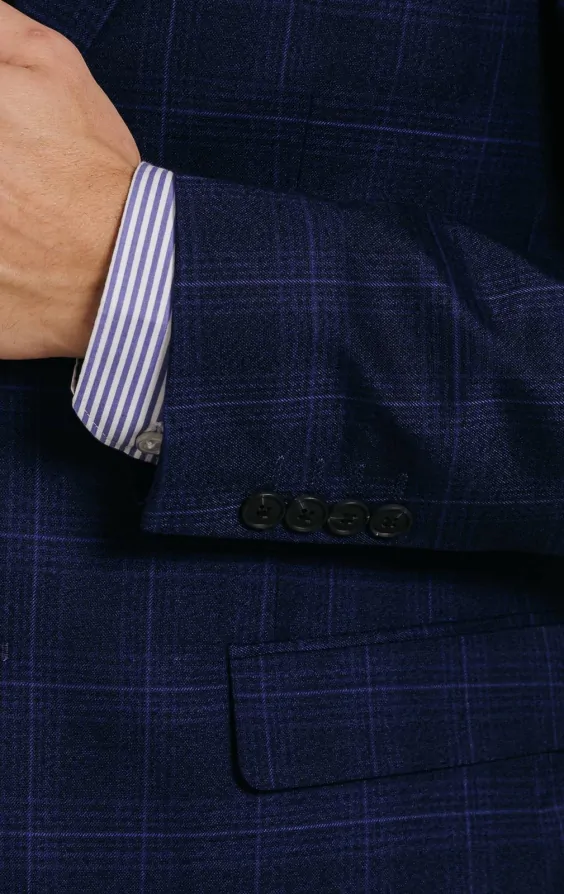 Navy with Blue Overcheck Suit | Dobell