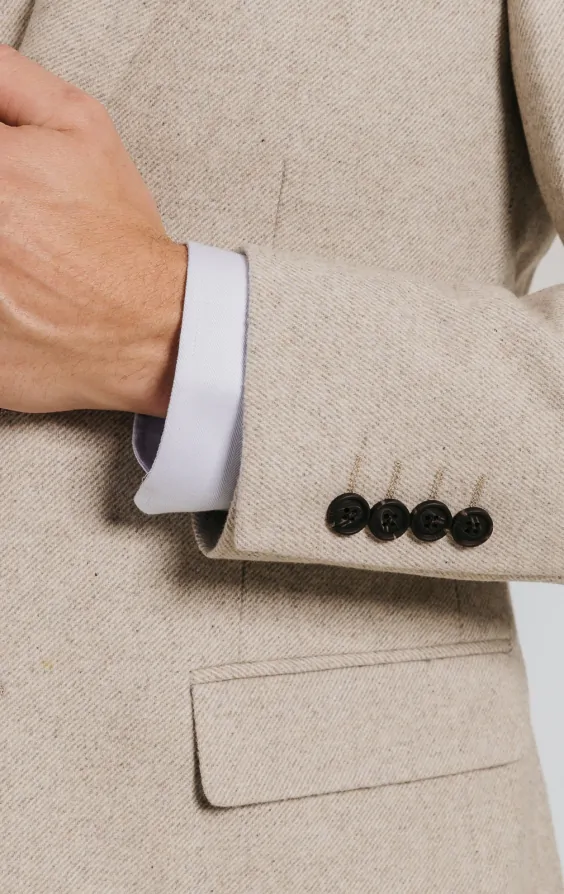 Stone Twill Tweed Suit Jacket | Dobell