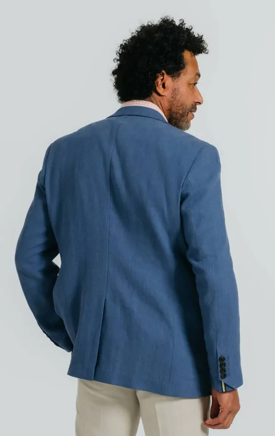 Blue Linen Herringbone Jacket | Dobell