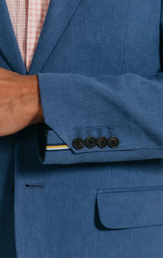 Blue Linen Herringbone Jacket | Dobell