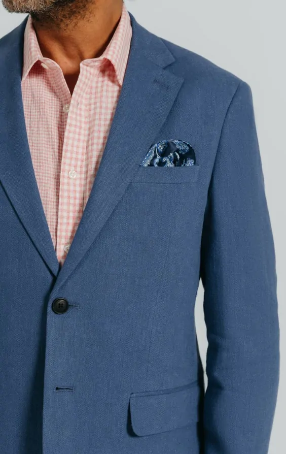 Blue Linen Herringbone Jacket | Dobell