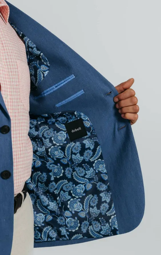Blue Linen Herringbone Jacket | Dobell