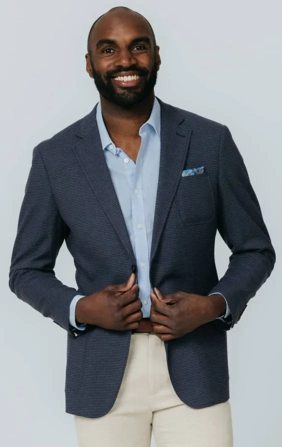 Navy Puppytooth Check Jacket | Dobell