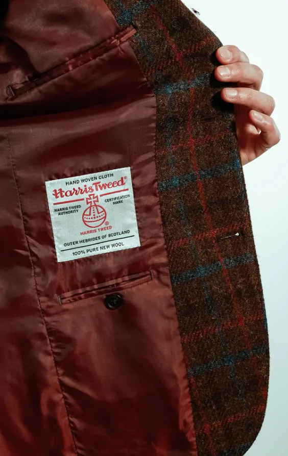 Harris Tweed Dark Brown Check Tweed Jacket | Dobell