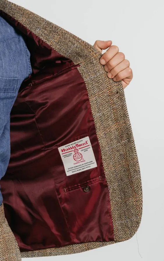 Harris Tweed Brown Windowpane Tweed Jacket | Dobell