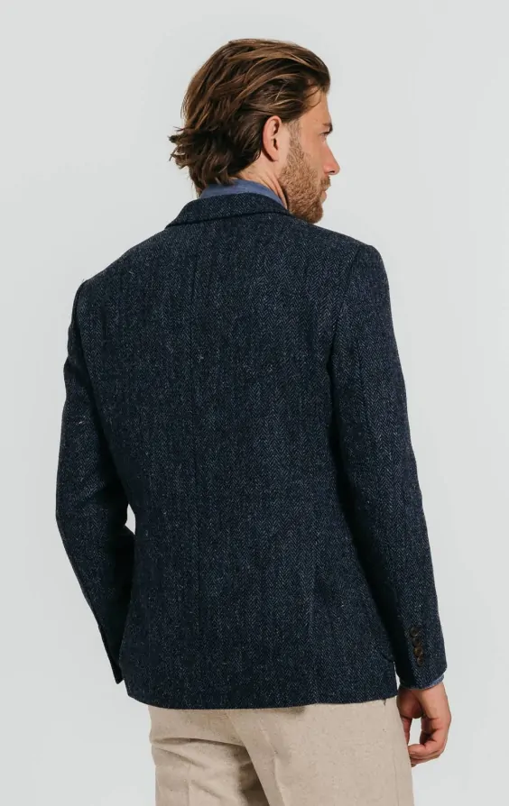 Harris Tweed Blue Herringbone Tweed Country Jacket | Dobell