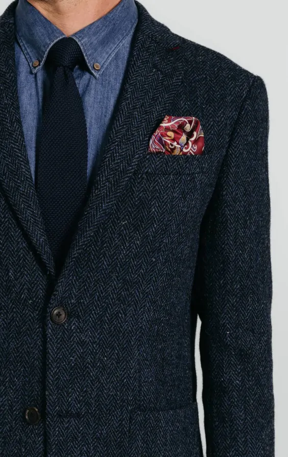 Harris Tweed Blue Herringbone Tweed Country Jacket | Dobell
