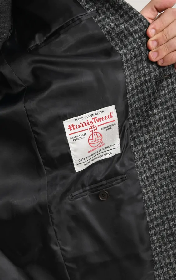 Harris Tweed Grey Dogtooth Tweed Country Jacket | Dobell
