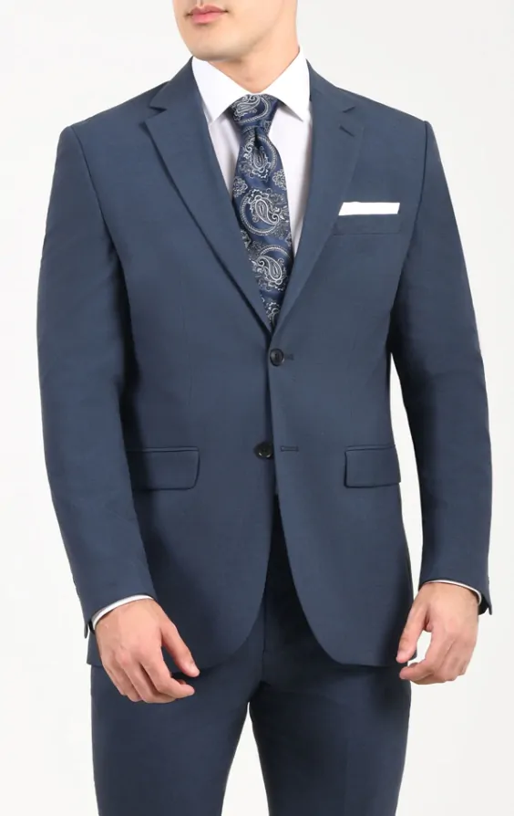Dobell Mississippi Blue Slim Fit Suit Jacket | Dobell