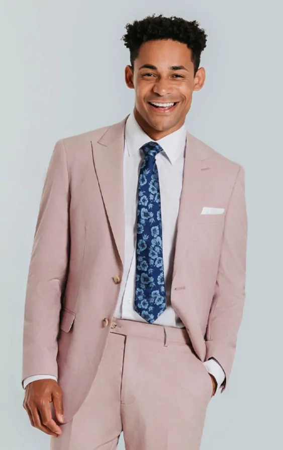 Dobell Dusty Pink Suit Jacket with Peak Lapel | Dobell