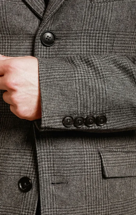 Grey Prince of Wales Check Tweed Overcoat | Dobell