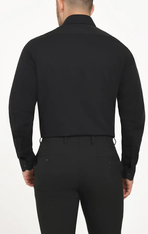 Dobell 100% Cotton Black Sateen Shirt | Dobell