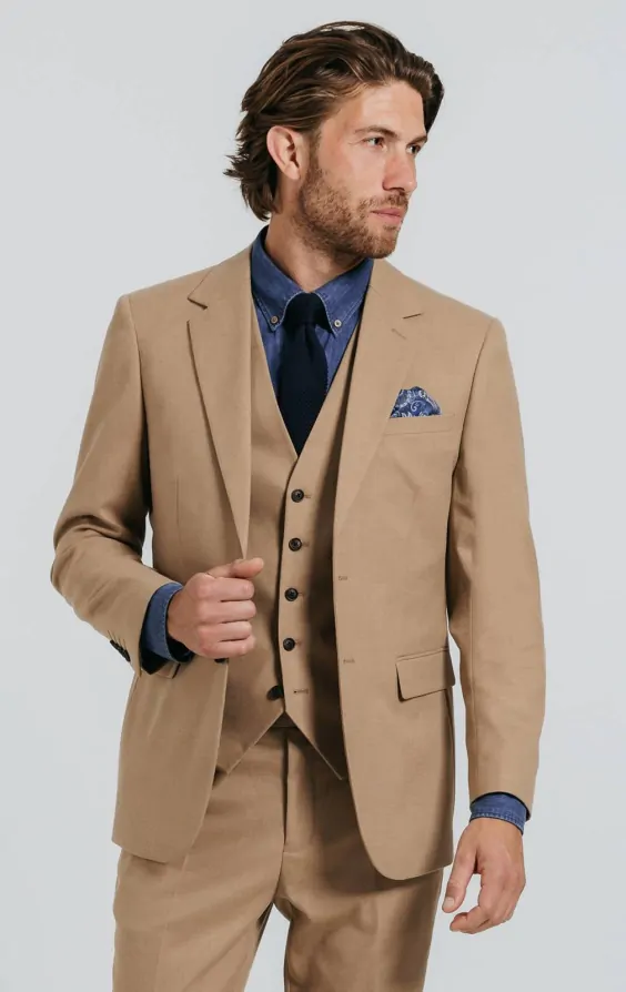 Camel Twill 3 Piece Suit | Dobell
