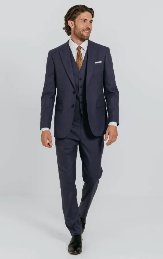 Dark Blue Twill 3 Piece Suit | Dobell