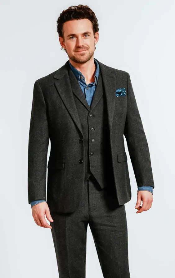 Dobell Grey Donegal Tweed 3 Piece Suit | Dobell