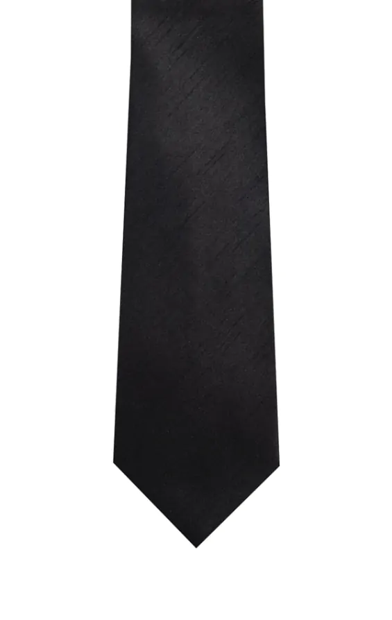 Dobell Black Dupion Tie | Dobell