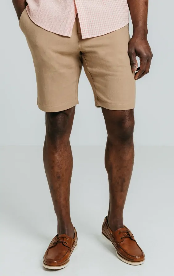 Tan Linen Twill Shorts | Dobell