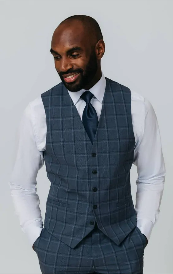 Blue Bold Windowpane Check Suit | Dobell