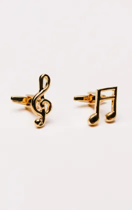 Dobell Gold Coloured Treble Clef & Music Note Cufflinks | Dobell
