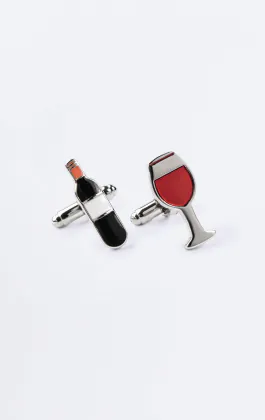 Red Wine Bottle and Glass Cufflinks | Dobell