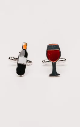 Dobell Red Wine Bottle and Glass Cufflinks | Dobell